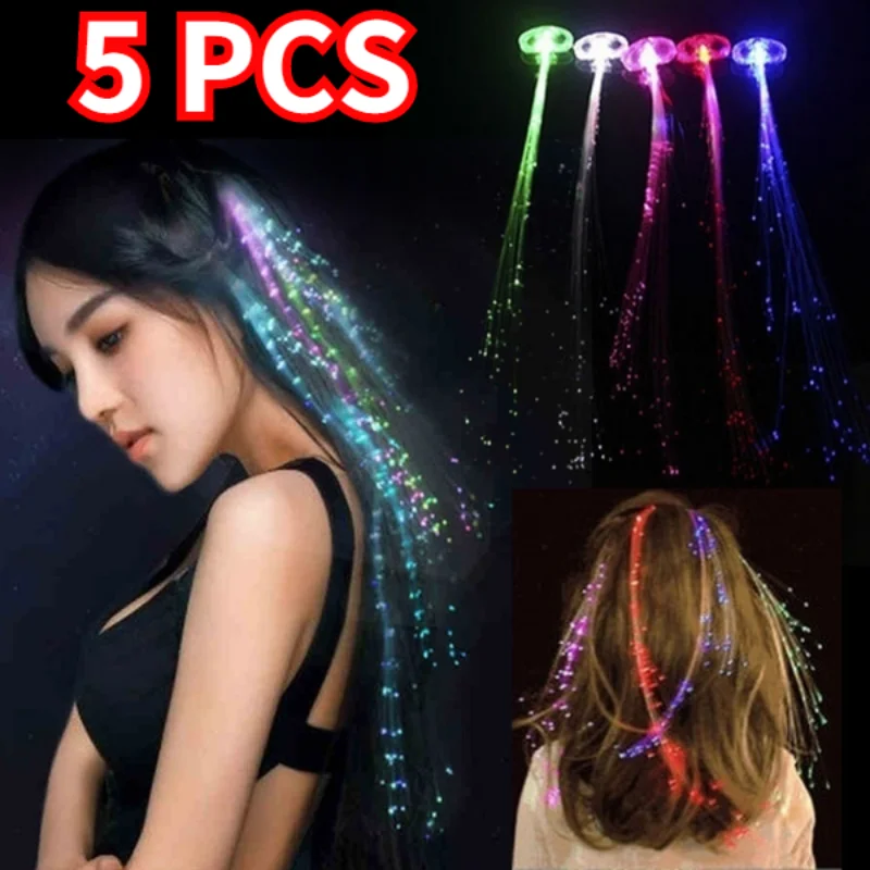 5Pcs LED Flashing Hair Braid Glowing Novetly Luminescent Hairpin Hair ...