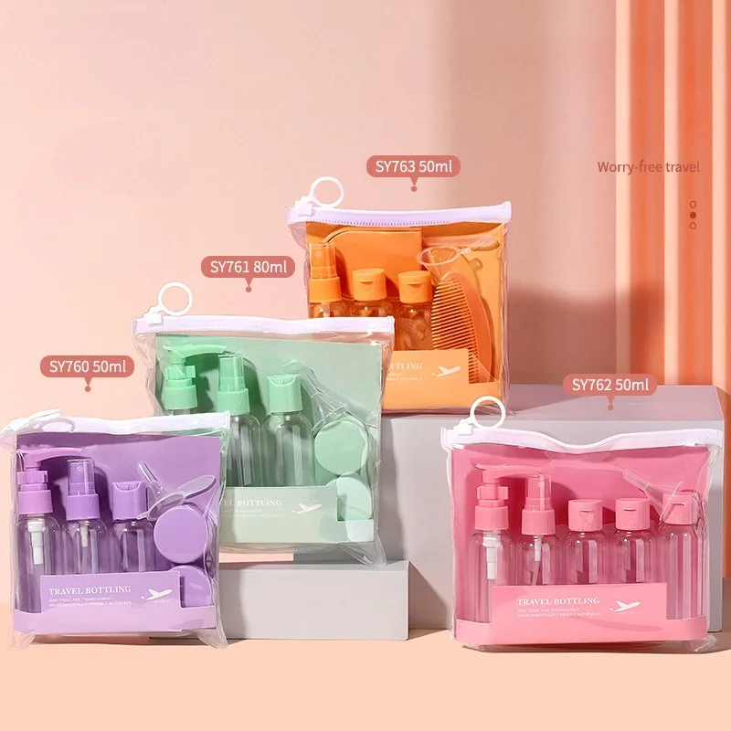 Travel Bottles Kit Leak Proof Portable Toiletry Containers Set Clear ...