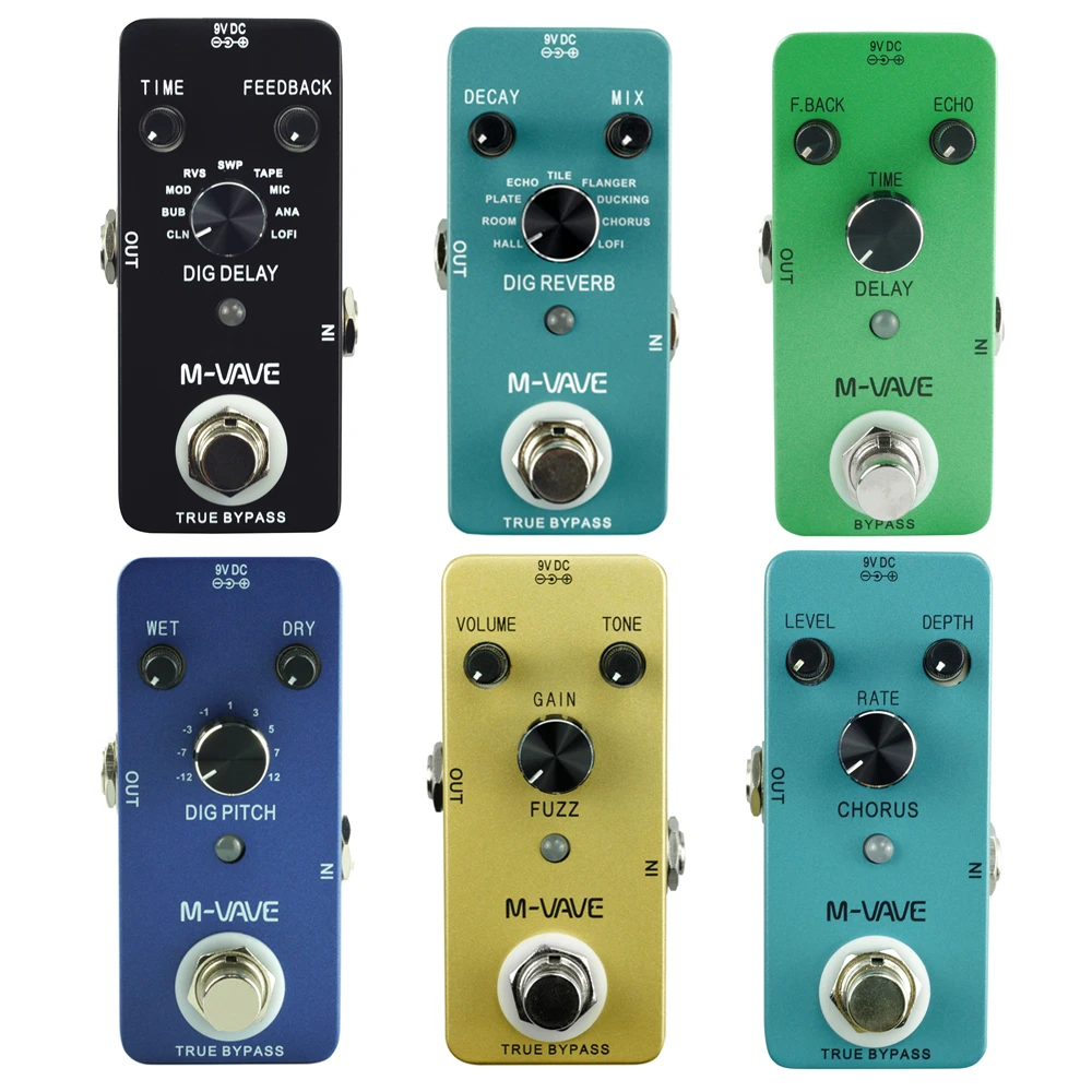 M VAVE Pedal de Efeito Guitarra Digital Delay com 9 Delay Effects, True Bypass, Full Metal Shell ...