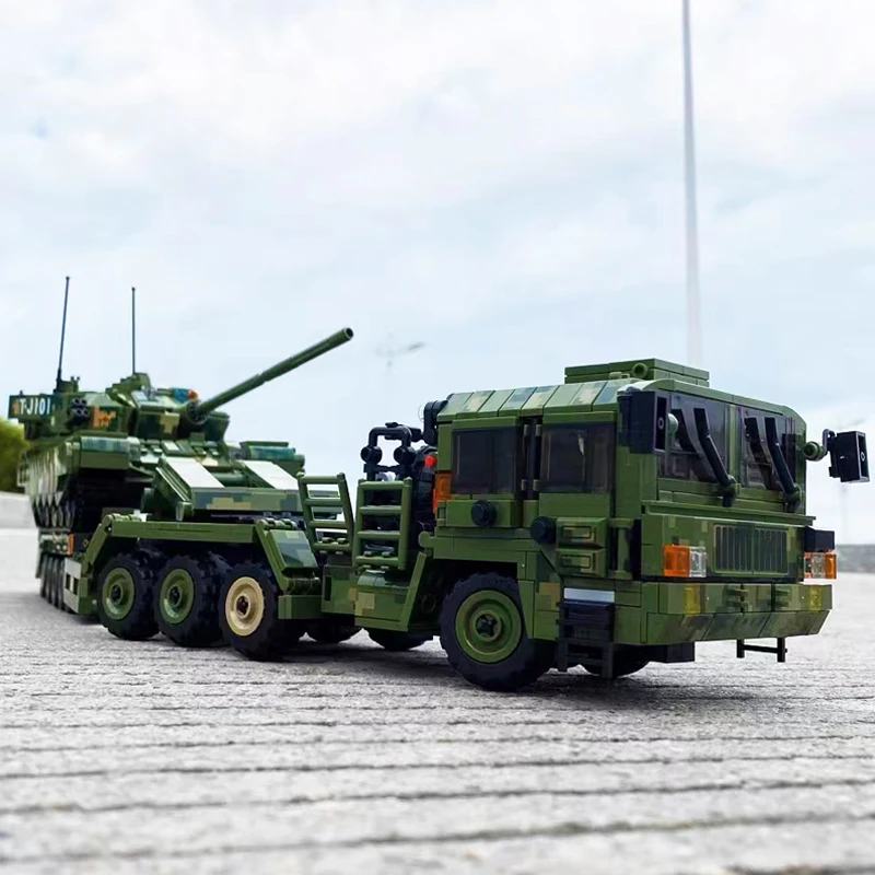 Military Tank Transporter Building Blocks With Tank Self-propelled ...