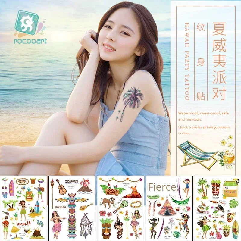 Waterproof-New-Hawaiian-Tattoo-Fashion-Summer-Beach-Party-Temporary ...