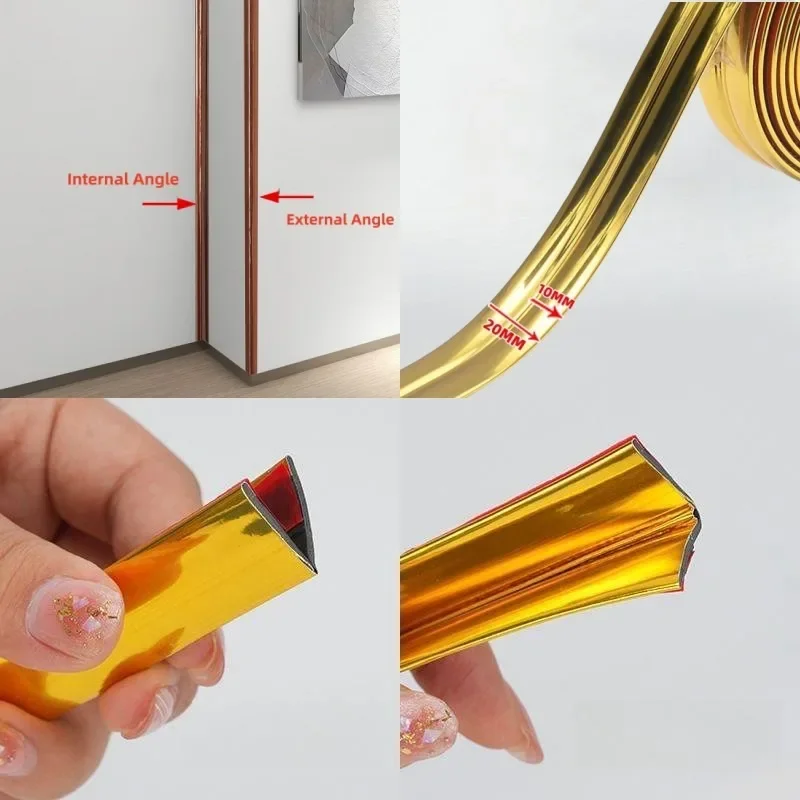 1M Self-Adhesive Wall Corner Decor Strip Anti-collision mirror Wall ...