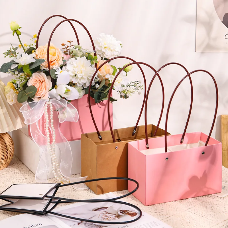 Kraft Paper Flower Bags Rose Packaging Portable Waterproof Handy Gift ...