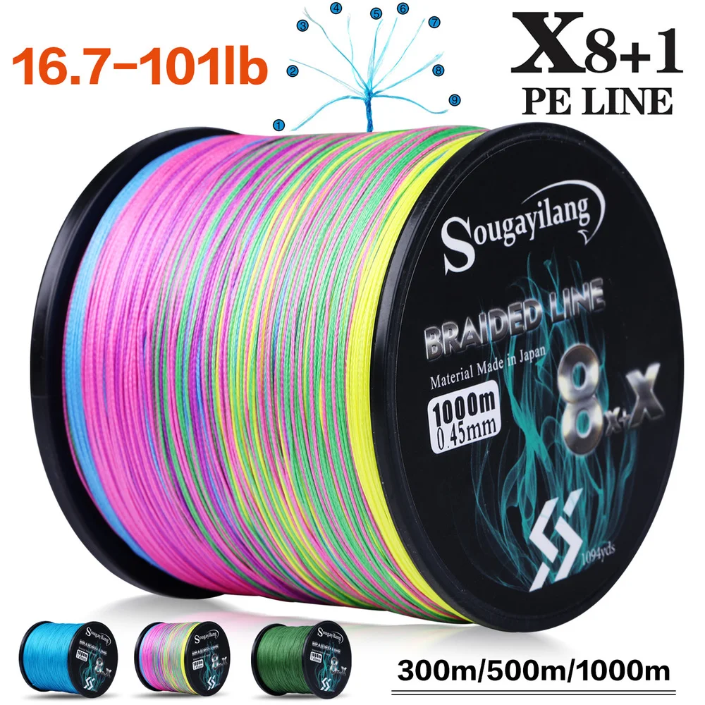 Sougayilang 9 Strands PE Fishing Line Raid Fishing Line 300M 500M 1000M ...