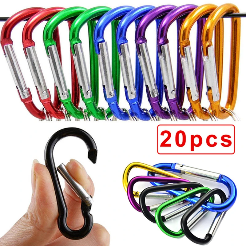 20pcs Carabiner Keychain Outdoor Camping Climbing Hiking D-ring Snap ...