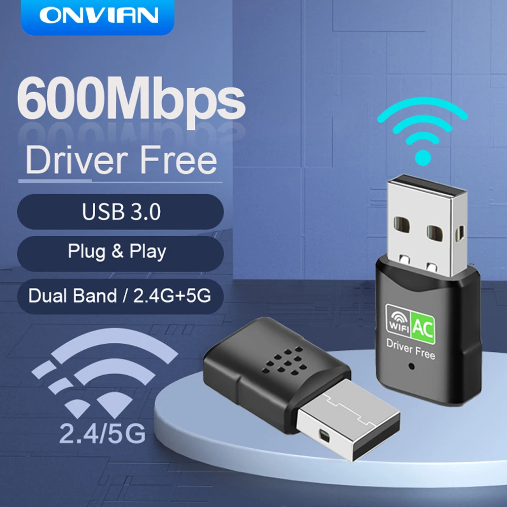 Onvian 600Mbps Mini USB 3.0 WiFi Adapter Wireless Network Card Free ...