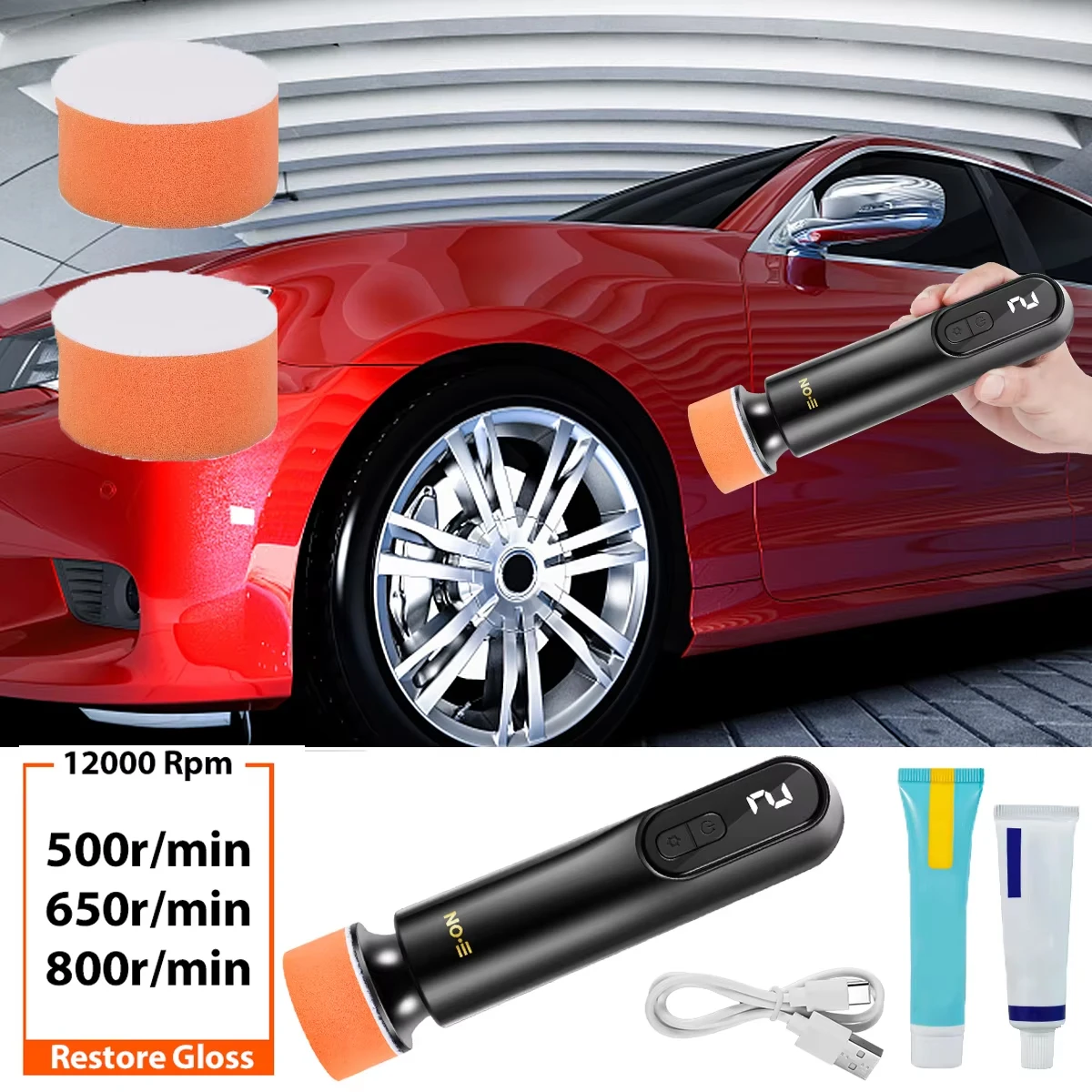 Small Car Buffer Waxer Adjustable 3 Speed Cordless Car Scratch Repair ...