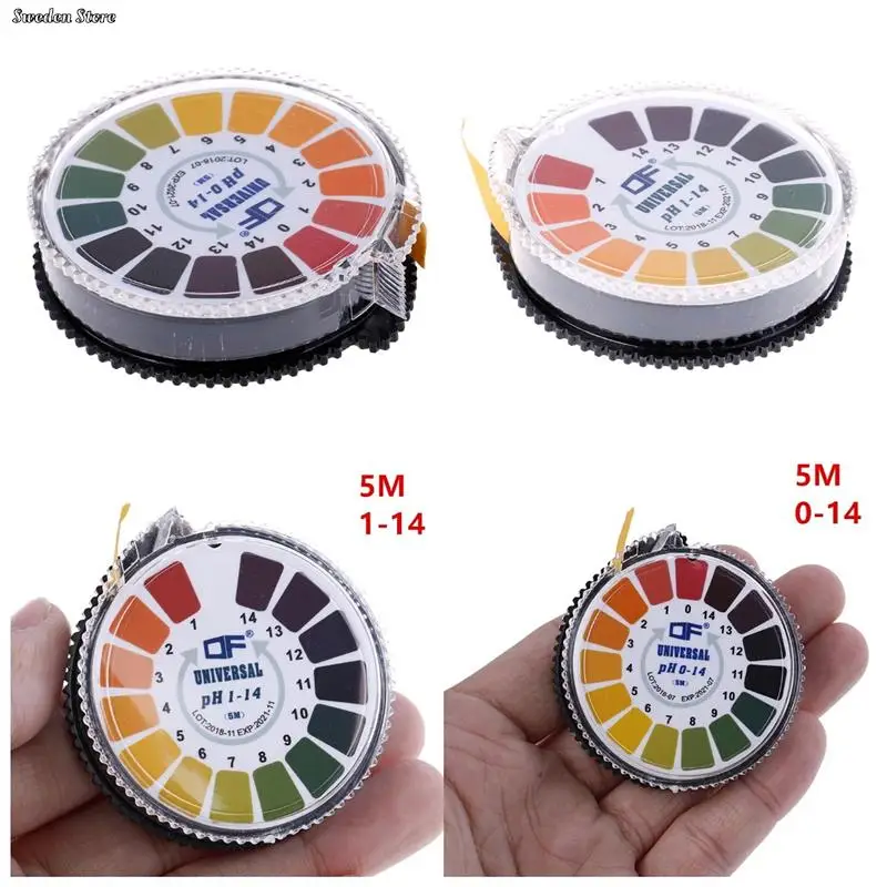 5M Alkaline Acid Indicator Meter Test Paper Roll 0-14 1-14 PH Meters ...