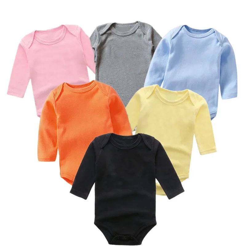Baby-Clothes-Solid-Color-Boy-Girls-Romper-Newborn-Long-Sleeve-100 ...