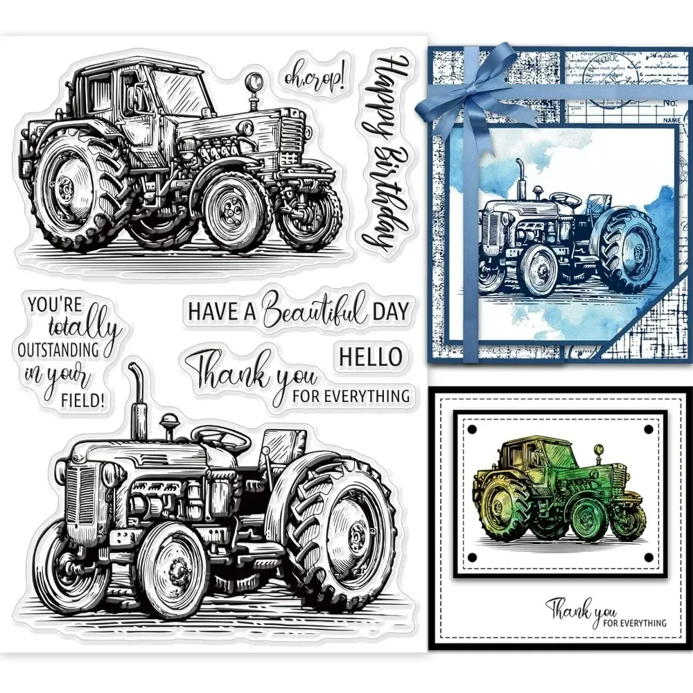 Vintage Tractor Clear Stamps for DIY Scrapbooking Retro Tractor ...