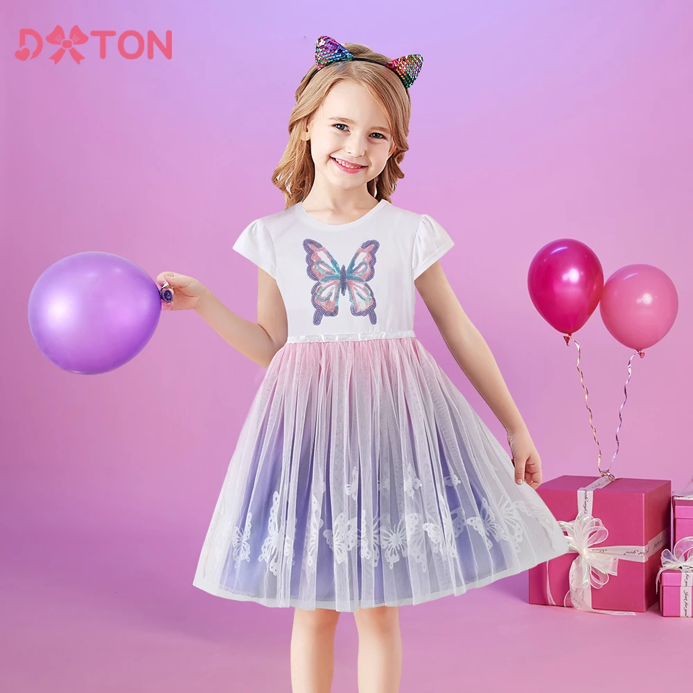 DXTON Summer Sleeveless Dresses For Girls Butterflies Princess Tutu ...