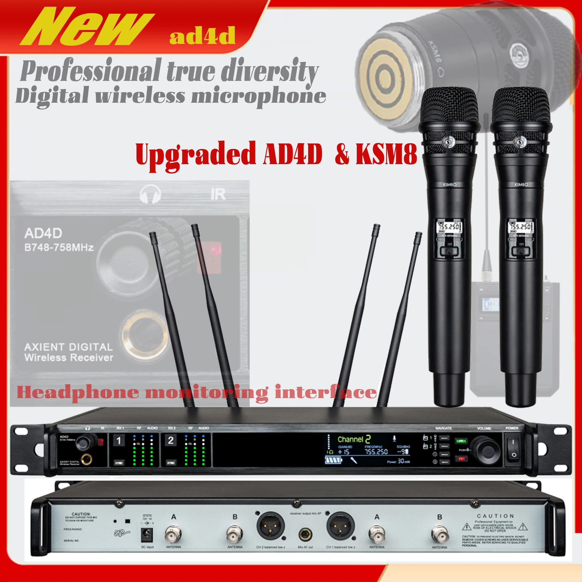 Senmicre-NEW-AD4D-Wireless-Microphone-System-KSM8-Hand-Microfone-Headset-Microfono-Lavalier ...