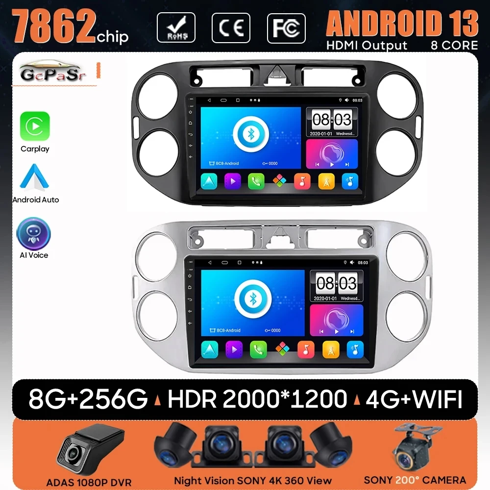 Car-Radio-Android-13-Carplay-For-VOLKSWAGEN-VW-GOLF-5-PLUS-TIGUAN-2007 ...