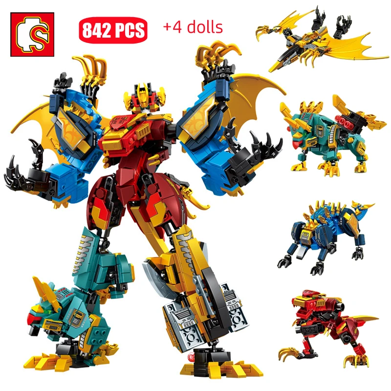 SEMBO-4in1-Transforming-Robot-Mecha-Building-Blocks-Kits-Dinosaur-World-Mech-Model-Assembly ...