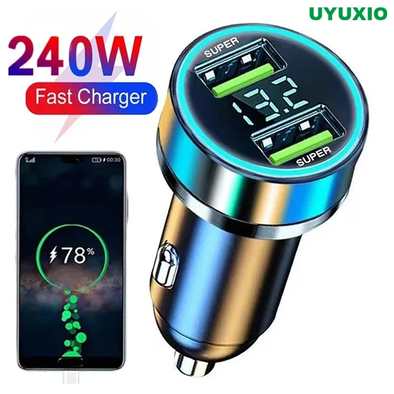 UYUXIO 240W Car Charger Fast Charging 2 USB Ports Adapter for IPhone ...