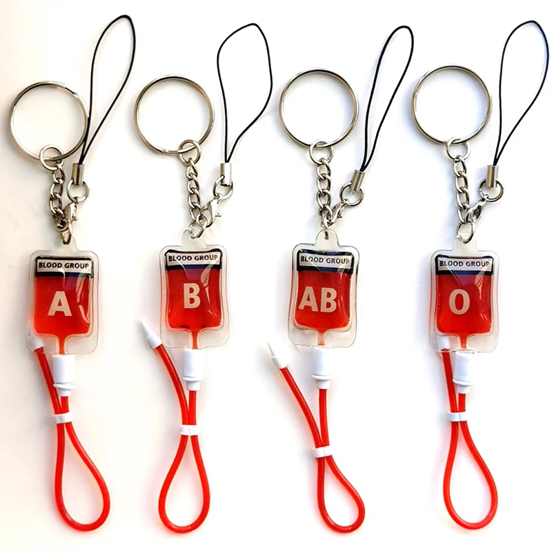 New Novelty Blood Bag Keychain A B O AB Blood Bag Pendant Keychain ...