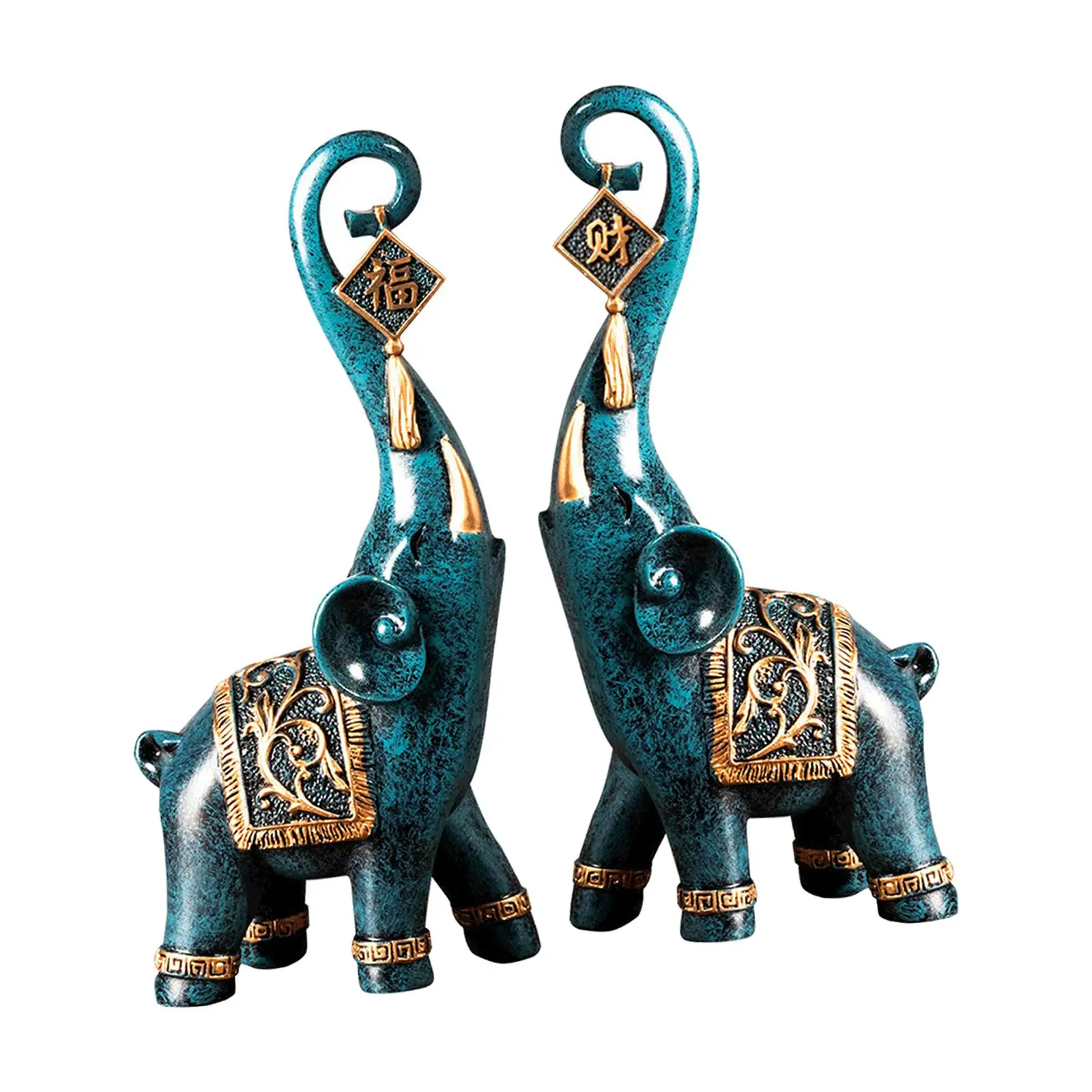 2Pcs-Modern-Elephant-Statues-Animal-Figurine-Sculpture-Home-Decor ...