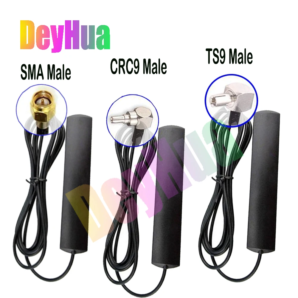 TS9 CRC9 SMA Male Connector 3G 4G LTE Patch Antenna 700-2700MHz 5dbi Router Extension Cable ...