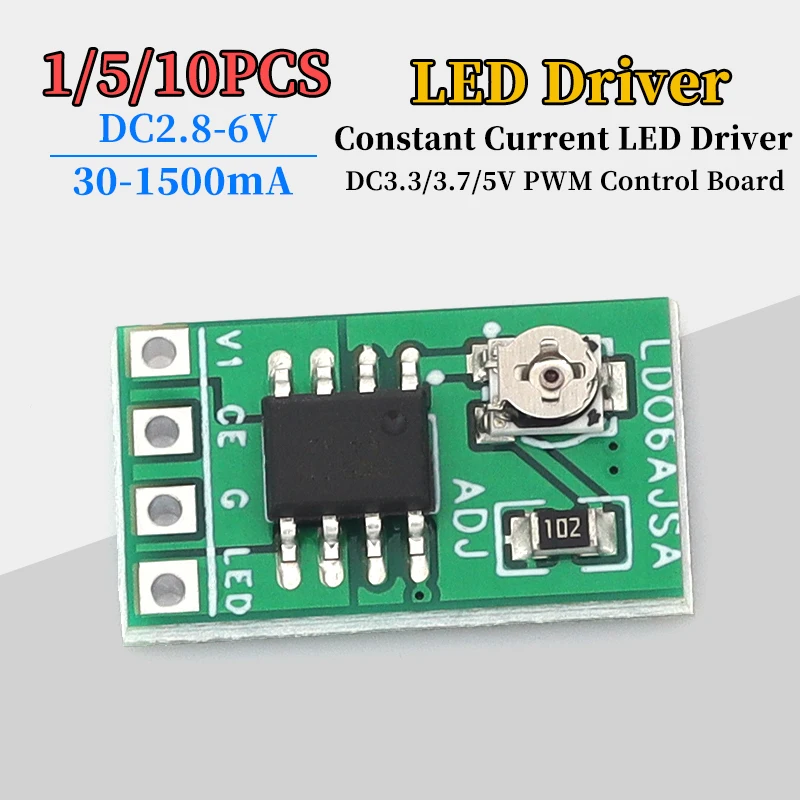 30-1500MA Adjustable Constant Current LED Driver DC 3.3V 3.7V 4.2V 5V ...