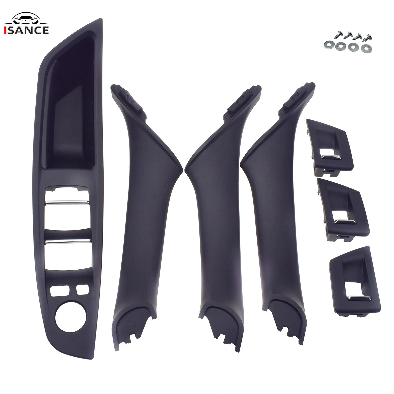 New-Black-Inner-Door-Panel-Handle-Pull-Trim-Cover-For-10-16-BMW-5 ...