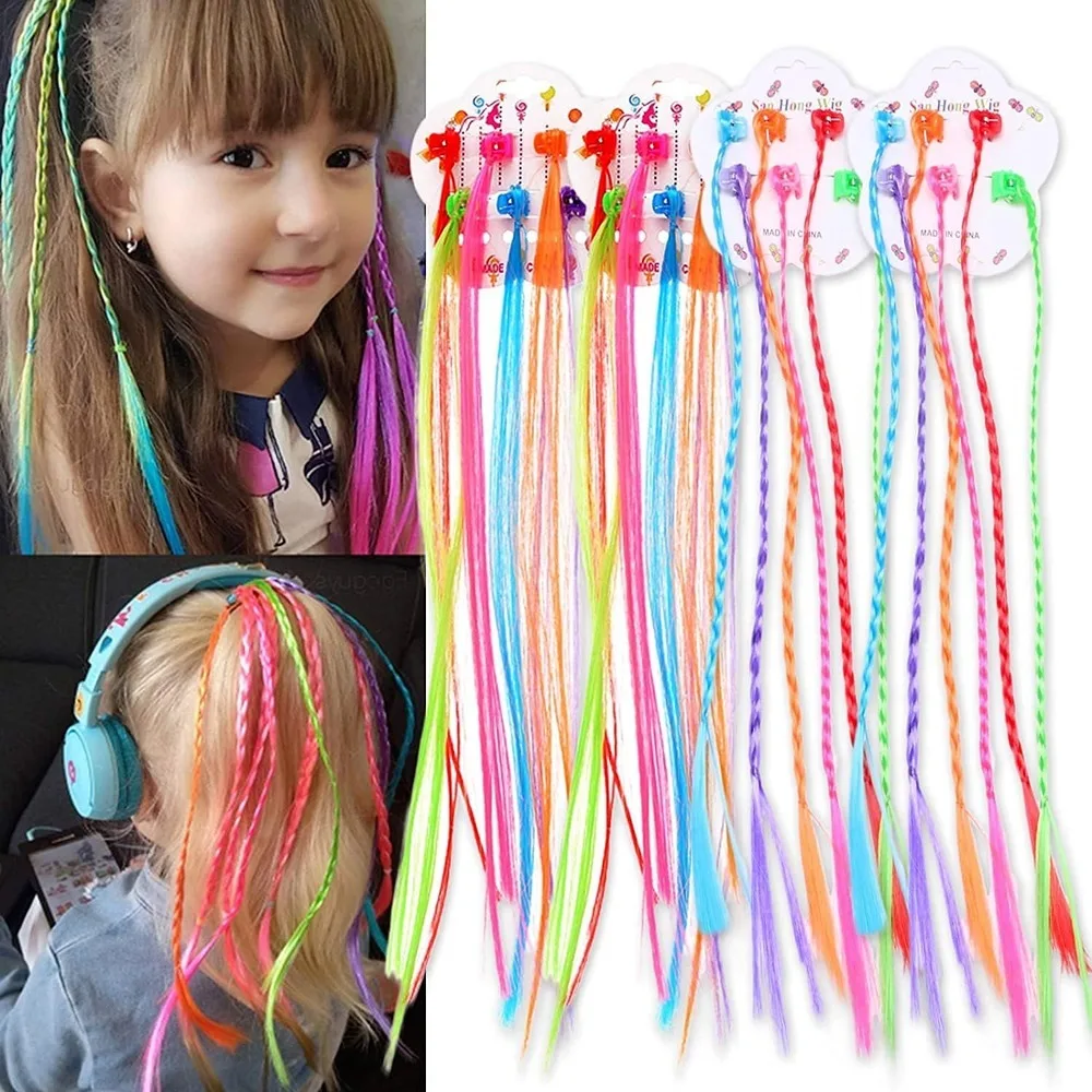 Colorful Braids Hair Extensions With Hair Clips Rainbow Braided ...