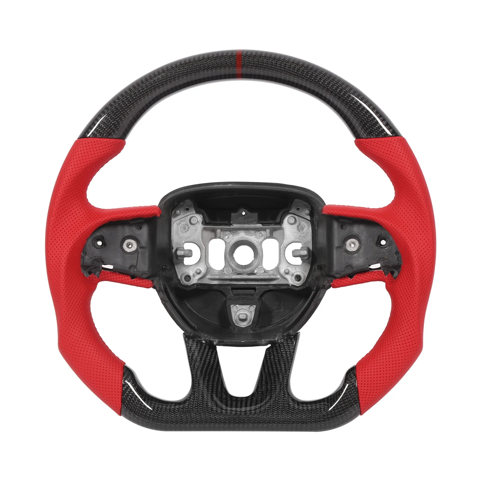 Custom-Carbon-Fiber-Steering-Wheel-Red-Nappa-Perforated-Leather-Fit-for ...
