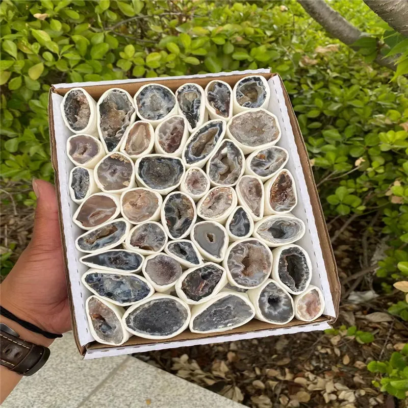 Natural Mini agate gem crystal cave stone decoration mineral geology ...