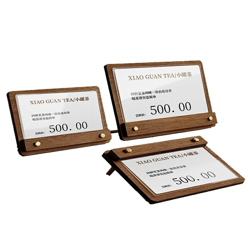 Wooden price display board, label stand, card holder stand, sign stand ...