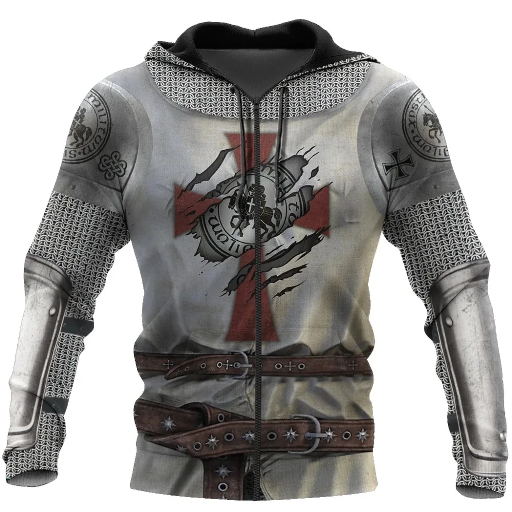 3D Printed Knight Medieval Armor Men hoodies Knights Templar Harajuku ...