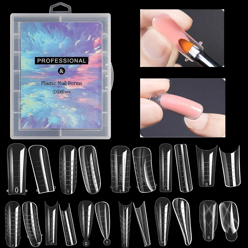 Dual-Forms-Nails-120-Units-Transparent-Reusable-Top-Forms-For-Nails ...