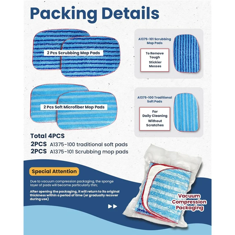 TCF-Microfiber Mop Pad For Mcculloch MC1375 Replacement Steam Mop Pad ...