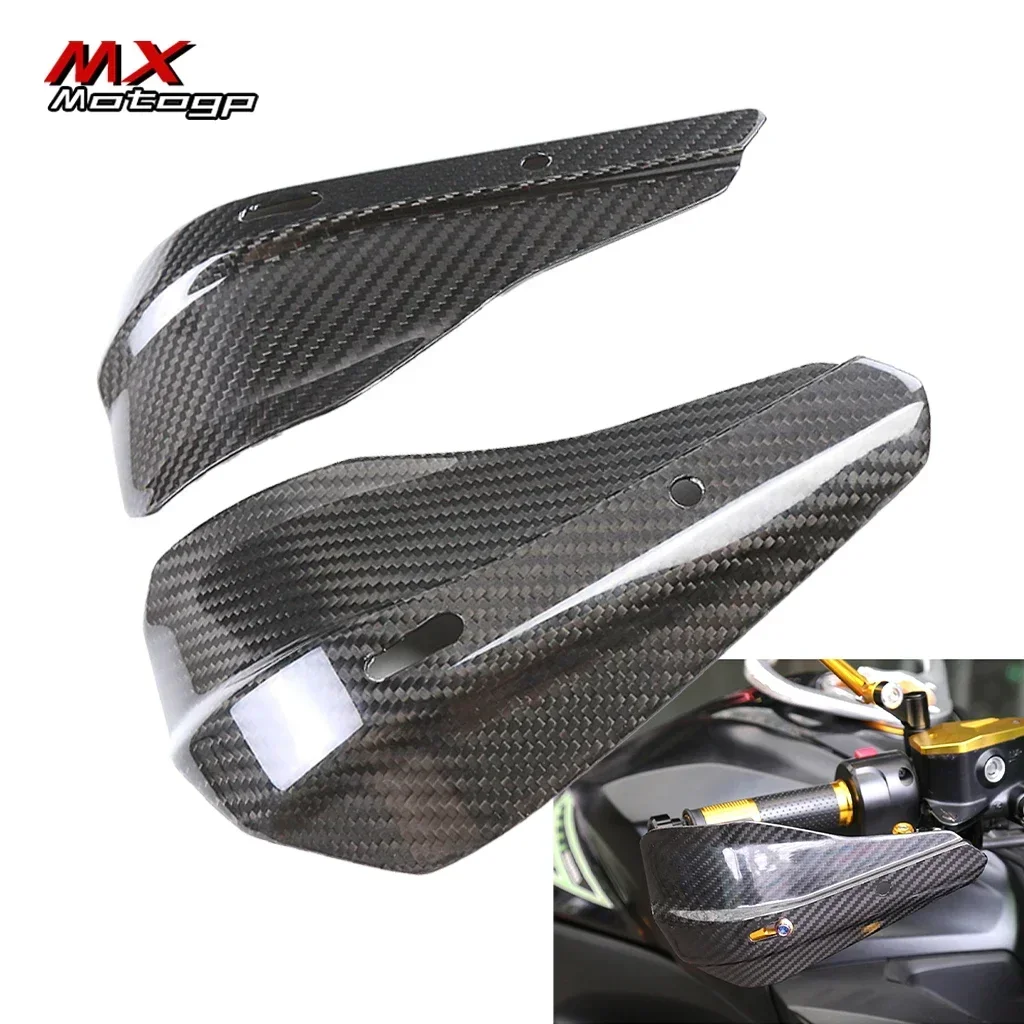 100% Carbon Fiber Motorcycle Universal Handlebar Hand Shield Handguard ...