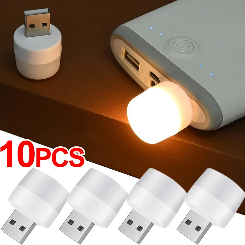USB Plug Night Light Portable Mini LED Night Lamps Warm White Eye Protection Book Reading Light ...