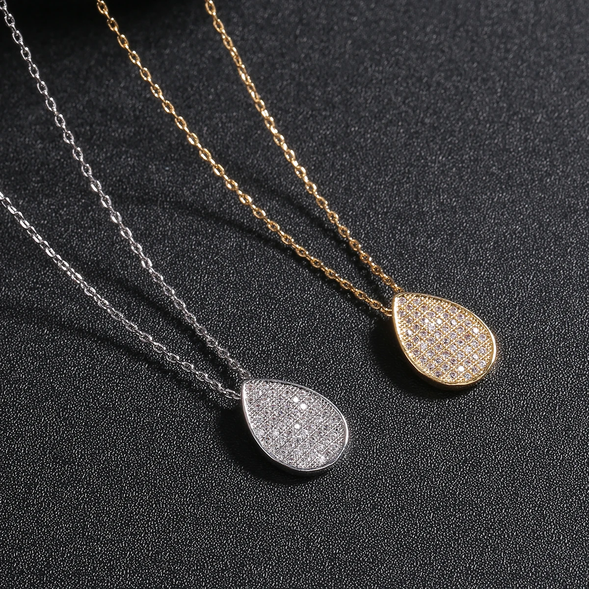 Exquisite Women's Fashion Pendant Necklace Ladylike Waterdrop Zircon ...