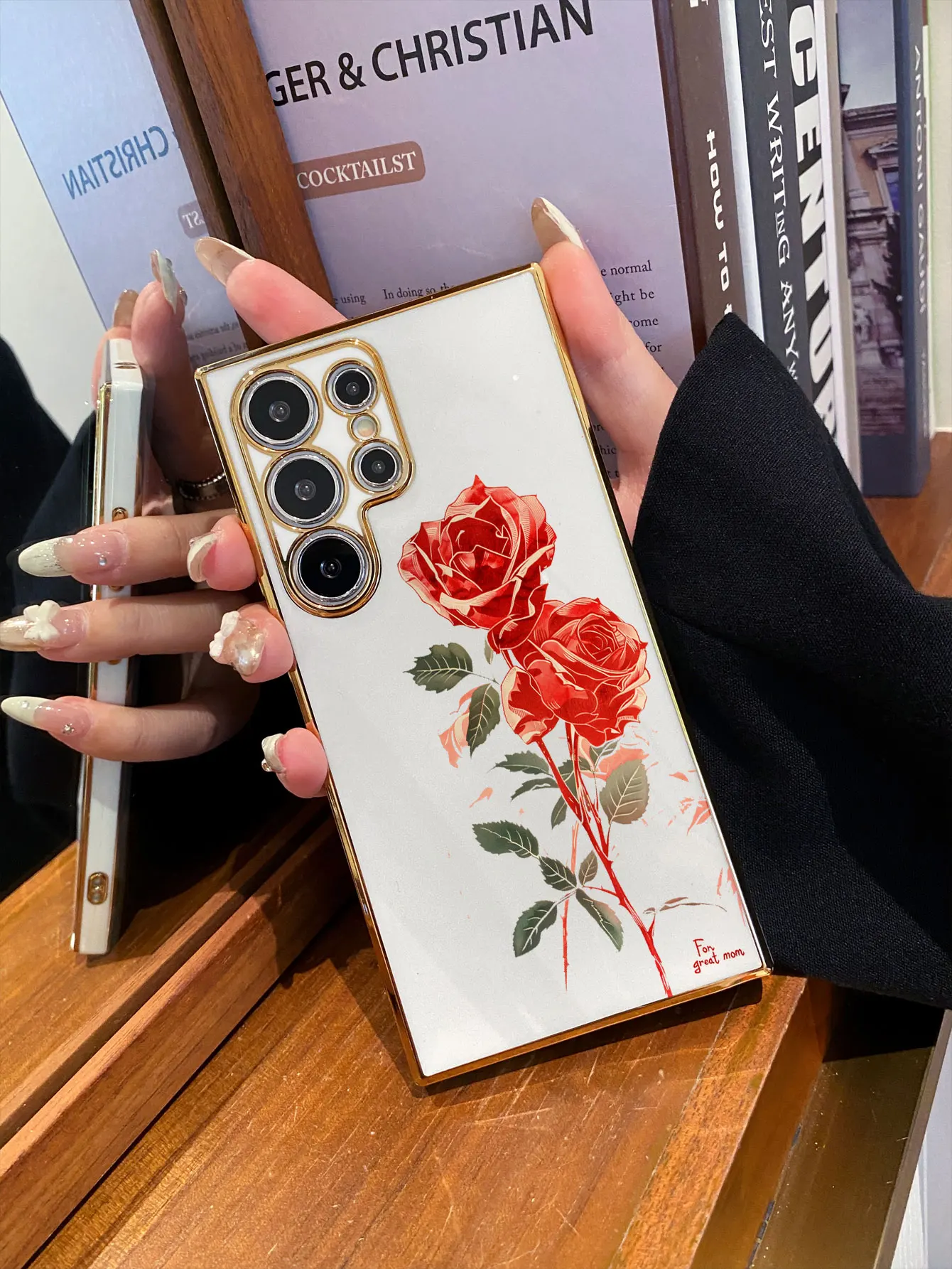 Luxury Plating Red Rose Pattern Design Phone Case For Samsung Galaxy ...