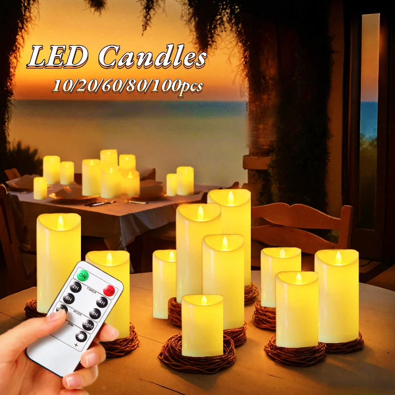 10-100PCS-Wedding-Flameless-Candles-Concert-LED-Candles-with-Remote ...