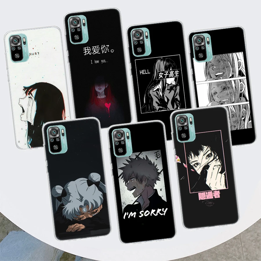 Sad-Japanese-Anime-Aesthetic-Phone-Case-For-Xiaomi-Redmi-Note-12-10-10S ...