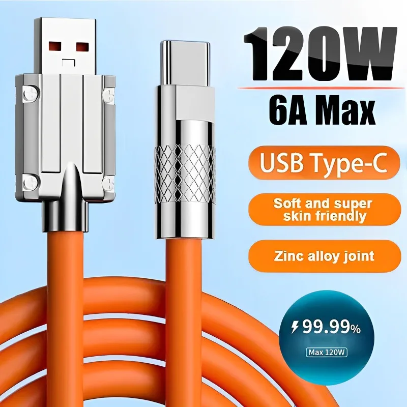 120W-6A-Super-Fast-Charge-Type-C-2M-Liquid-Silicone-Cable-Aluminum ...