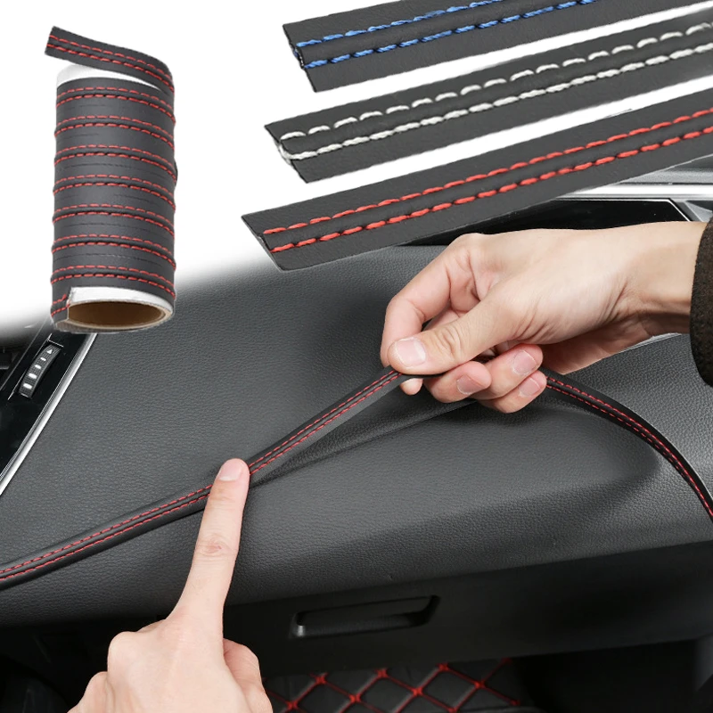 50cm Car Interior DIY Strips Universal Decorative PU Leather Woven Trim ...