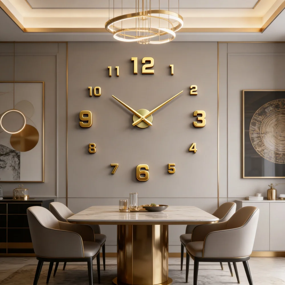 New Modern Design Large Wall Clock 3D DIY Quartz Clocks Fashion Watches ...