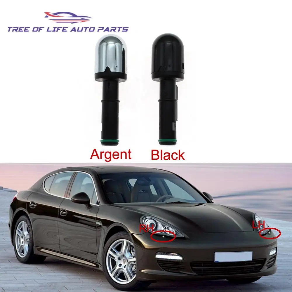 1-2PCS-Argent-Black-Front-Headlight-Washer-Nozzle-Sprayer-Jet-Cover-Cap ...