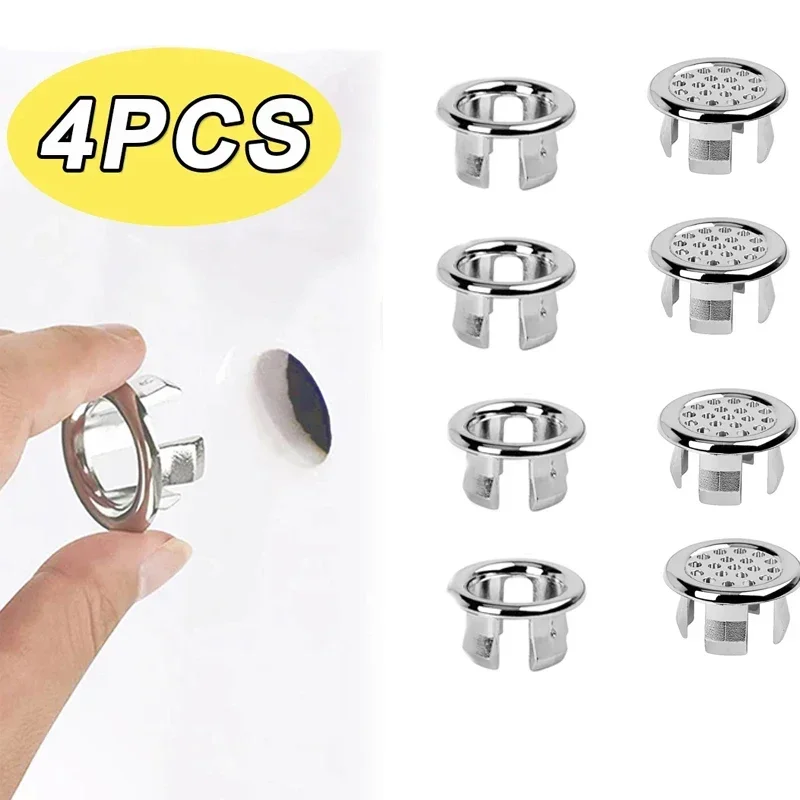 4Pcs-Sink-Hole-Round-Overflow-Cover-Basin-Trim-Bath-Drain-Cap-Wash ...