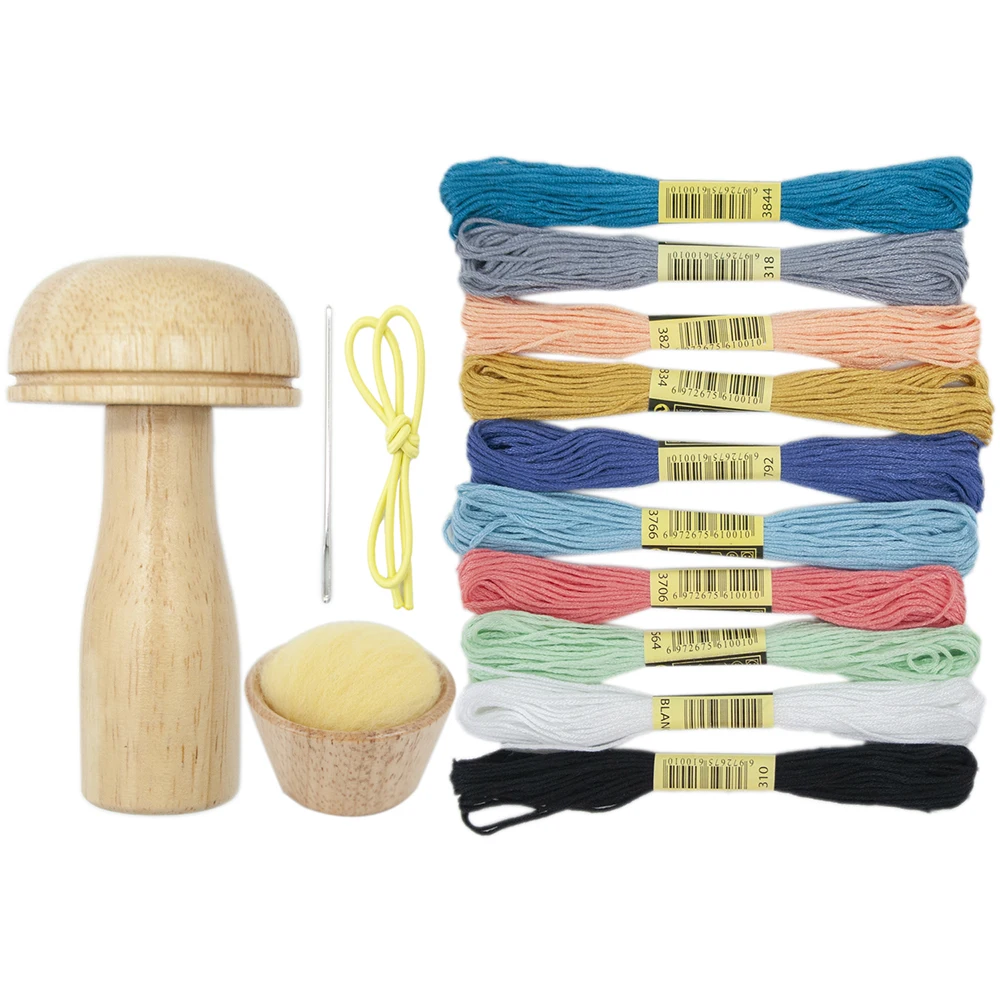 Wooden-Darning-Tool-Kit-Smooth-Clothes-Sock-Holes-Mushroom-Darner-DIY ...