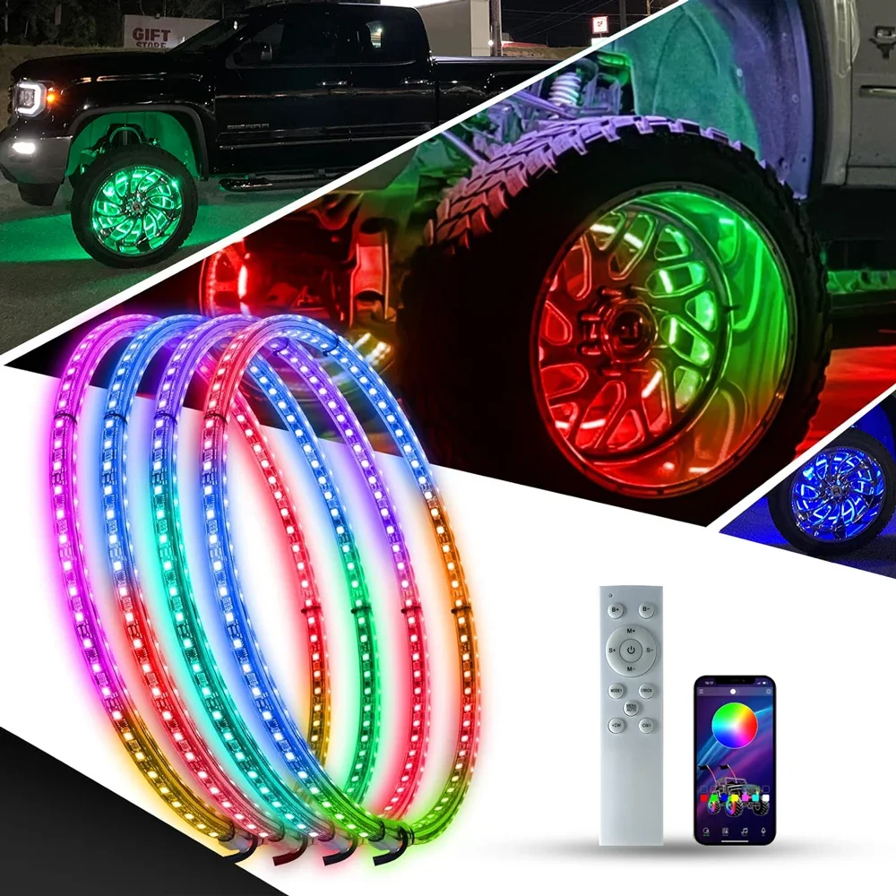 HAMRVL-4Pcs-Led-Wheel-Light-APP-Remote-Car-Hub-Light-For-15-5in ...
