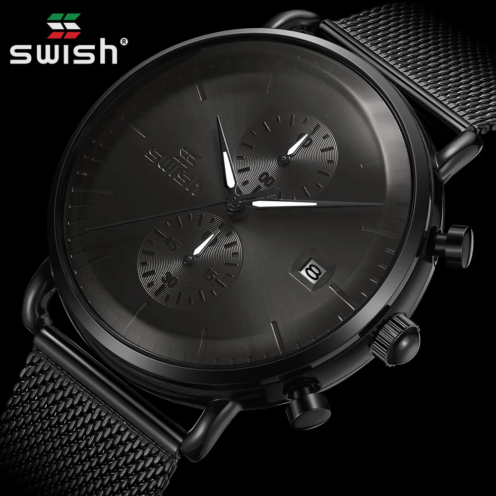 Original-Brand-SWISH-Black-Quartz-Movement-Watch-for-Men-Chronograph ...