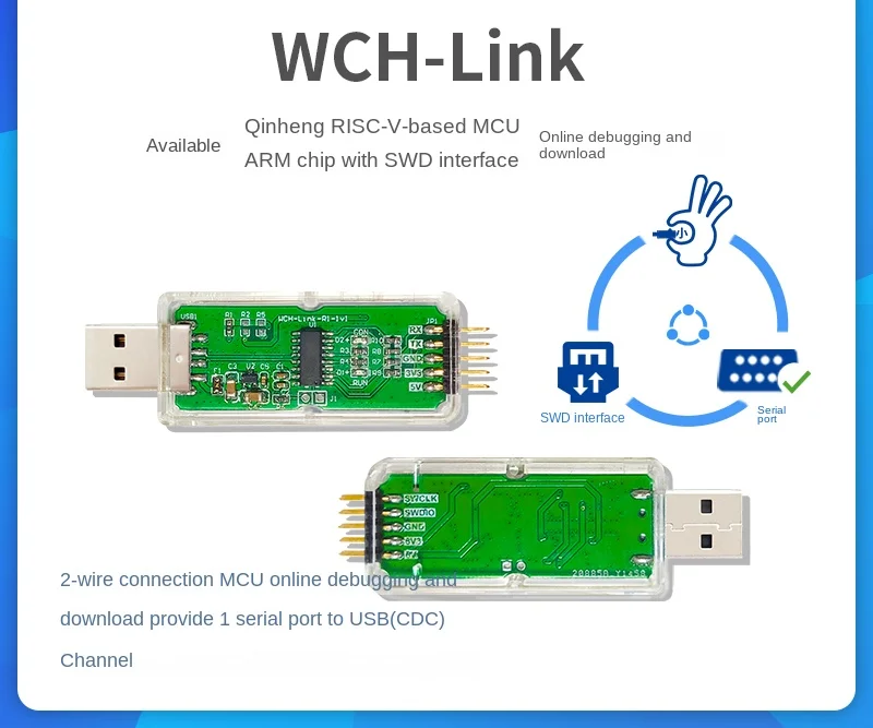 WCH link download debugger risc v framework MCU online debugging SWD interface chip programming ...