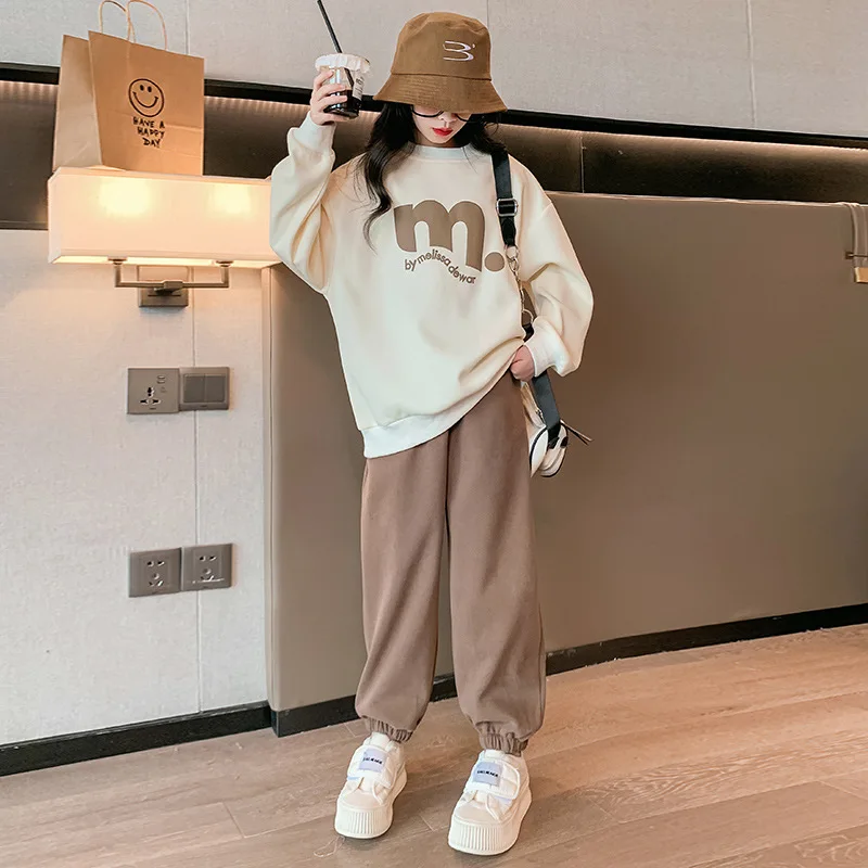 Girl-s-Letter-M-Pattern-2Pcs-Sweatshirt-Pants-Sets-Children-Casual ...