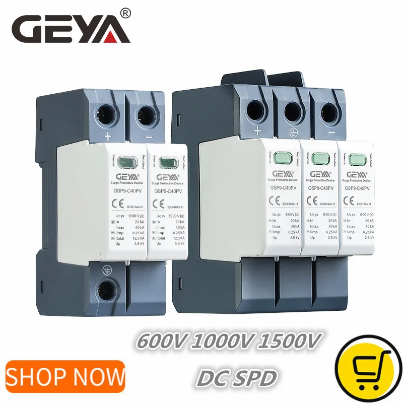 Geya Gsp9 Dc Surge Protector Pv Spd 600V 1000V 1500V 20Ka 40Ka 2P 3P Védőeszköz Villámvédelem ...