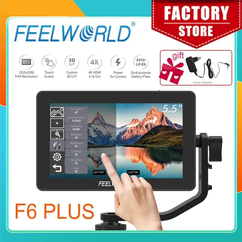 FEELWORLD-4K-Monitor-F6-PLUS-5-5-Polegada-on-C-mera-DSLR-3D-LUT-Tela ...