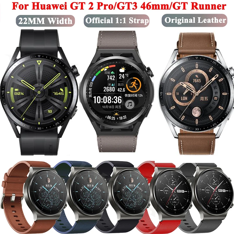 Genuine-Leather-Straps-22mm-Watchband-For-Official-Huawei-Watch-GT2-GT ...